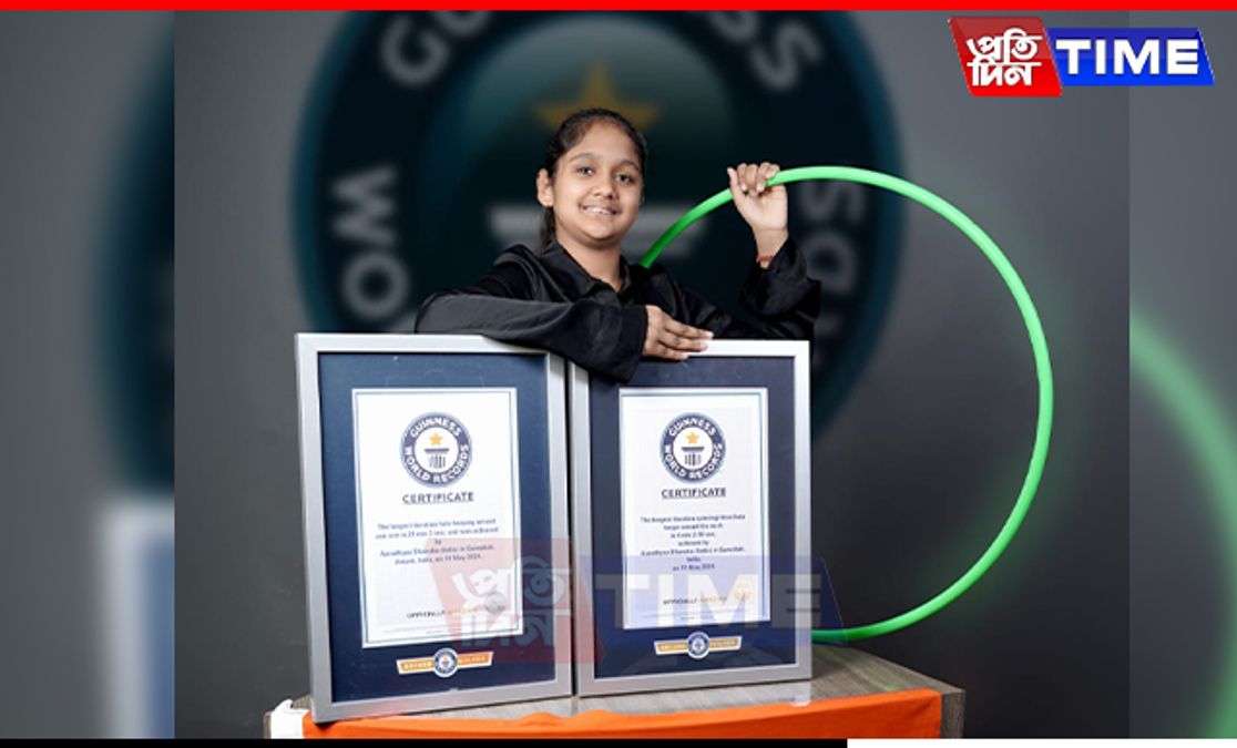 Assam's Aaradhyaa Dhanuka Sets Dual Guinness World Records in Hula Hooping